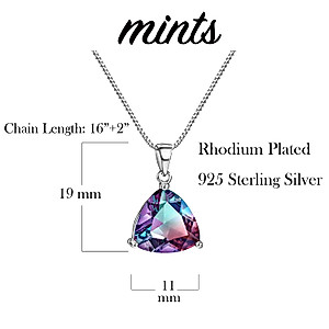 Mystic Topaz Pendant Necklace Sterling Silver Rainbow Stone Trillion Cut Gemstone Fine Jewelry For Women