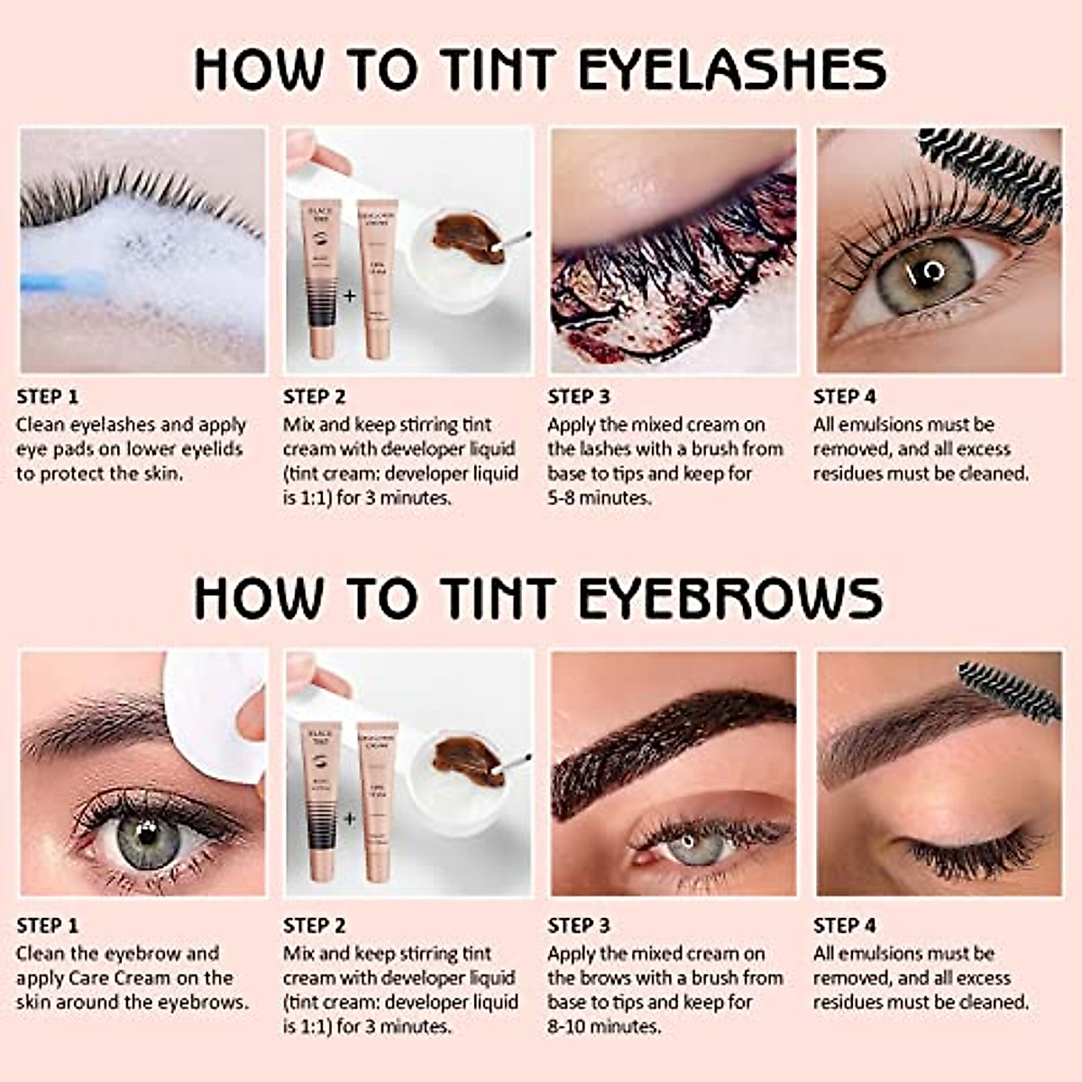 Libeauty Eyelash Black Color Kit Instant Eyebrow Black Hair Colour Kit Voluminous Coloring for Lash and Brow Perfect Partner for Lash Perm/Lift/Lamination Treatment