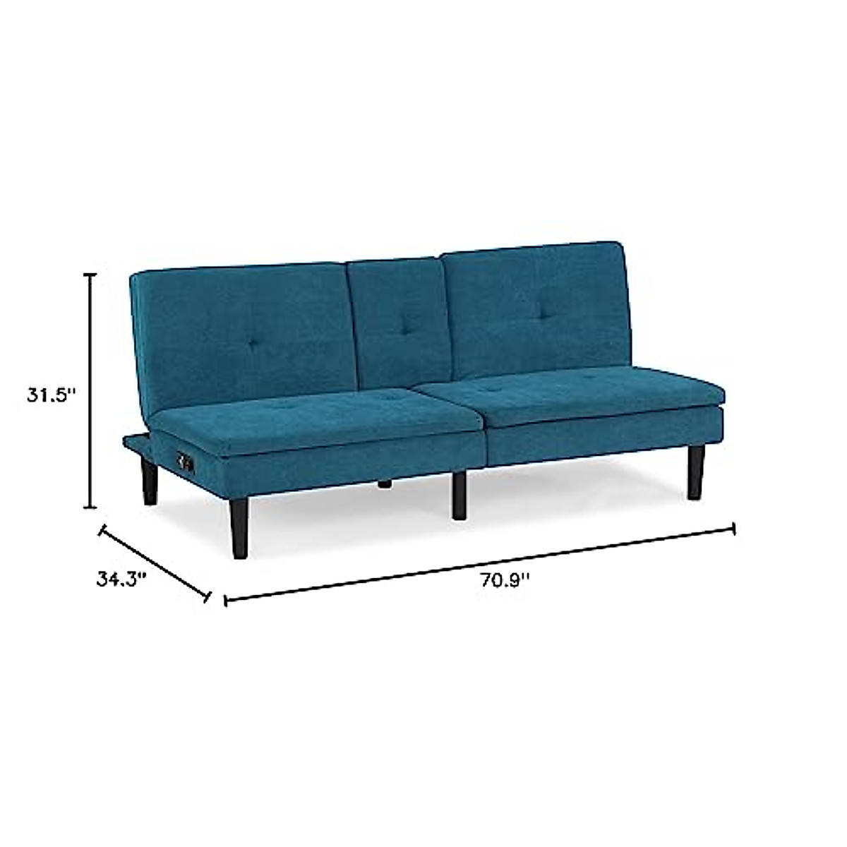 LifeStyle Solutions Parsons Convertible Sofa, Teal