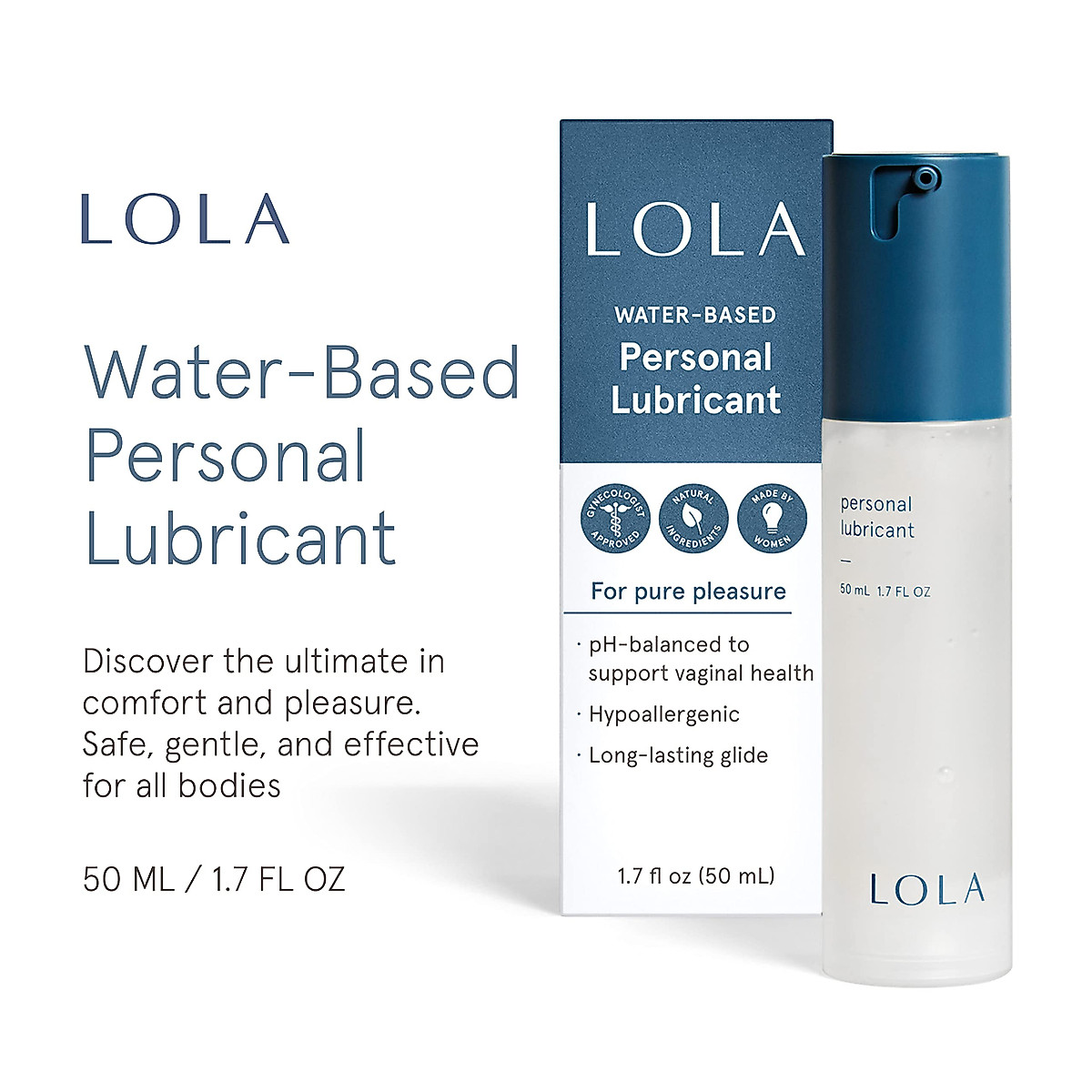 LOLA Personal Lubricant - Water-Based Lube for Couples, Unscented Lubricant & Sex Lubricant, Natural, Anal Safe for Women & Men, Water Based Lubrification