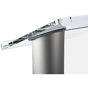 Displays2go Acrylic Podium with Frosted Panel, Modern Church Lectern, Rubber Feet - Clear with Silver (LECTALACF)
