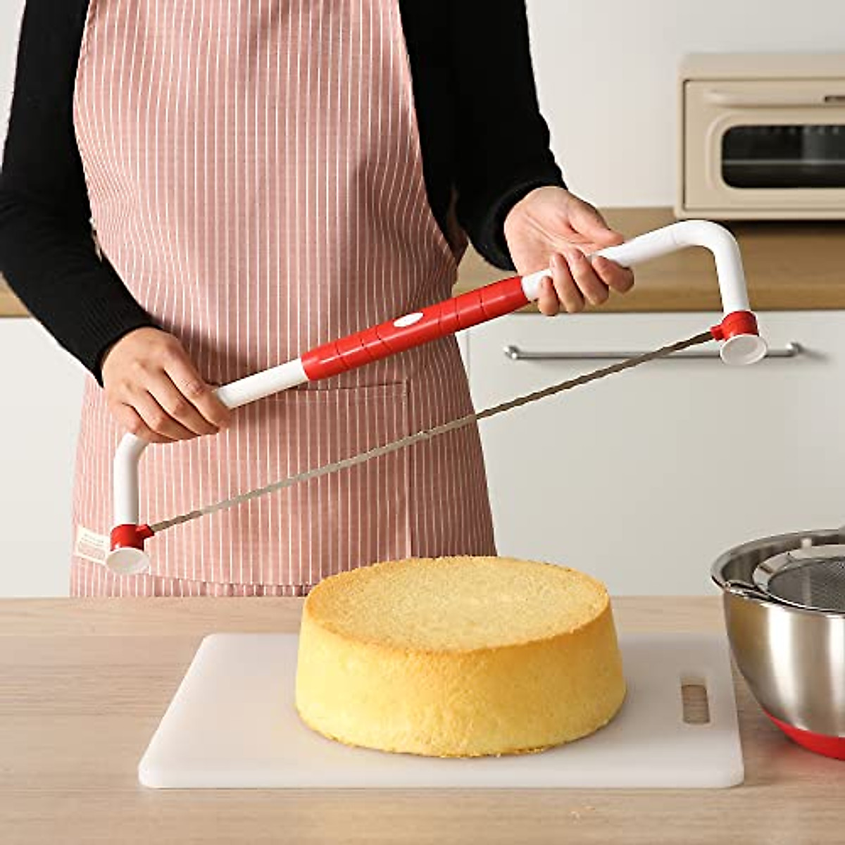 WiuCYS XL Adjustable Cake Layer Cutter Leveler Slicer for 6-16 Inch Large Layer Cakes, Stratification Auxiliary Leveling Baking Tool, Bread Slicer, Toast Cutter, Stainless Steel Food Saw
