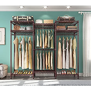 VIPEK V5i Garment Rack Heavy Duty Clothes Rack, Portable Closet Wardrobe Bedroom Armoires Freestanding Clothing Rack with 8 Adjustable Shelves & 4 Hang Rods, 68.9" L x 15.7" W x 76.4" H, Bronze