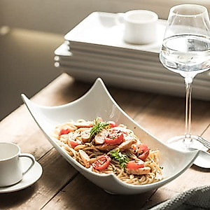 Gomakren Serving Platters Serving Bowls Set Porcelain Serving Dishes For Entertaining Special Curved Deep Large Christmas Dishes Serving Tray Platter Plate Gifts Set of 3 Decorative Dish White 12 Inch