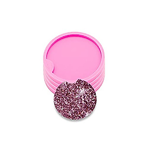 AMZTOART 4 Pc 3in Car Coaster Silicone Resin Mold for Cup Mats Round Tray Epoxy Molds Jewelry Keychain Pendant Casting Moulds DIY Handicrafts Home Decor (7.5 cm Diameter) (DY0324*4)