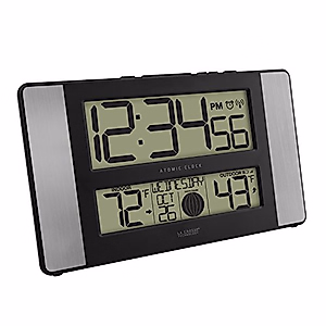La Crosse Technology 513-1417AL-INT Atomic Clock w Outdoor Temp, Grey/Black