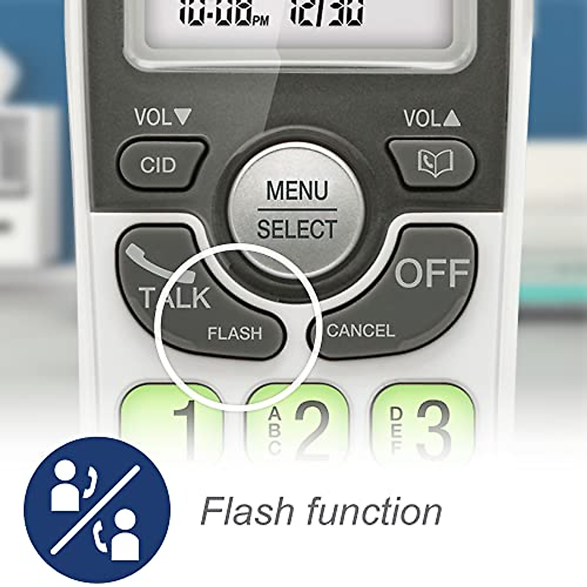 VTech VG101 DECT 6.0 Cordless Phone for Home, Blue-White Backlit Display, Backlit Big Buttons, Full Duplex Speakerphone, Caller ID/Call Waiting, Easy Wall Mount, Reliable 1000 ft Range (White/Grey)