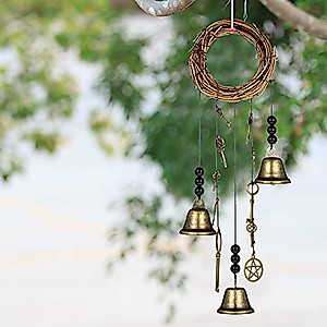 Witch Bells 2 Pieces Door Knob Hanger Witchcraft Decor Wind Chimes Positive Energy Decor Magic Home Protection Bells Handmade Clear Negative Energy Witch Door Knocker for Boho Decor (Classic Style)
