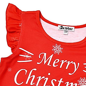 Jxstar Girls Princess Nightgowns Christmas Santa Cat Pajamas Cotton Sleepwear Pjs Dresses,Szie 6 7