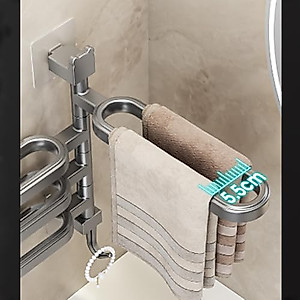 4-arm Swivel Towel Rails Fold Out Hardware l for Bathroom/Kitchen, Towel Hanger Wall Mounted Holder Rotatable Bath Towel Rod Arm Space Saver Rack Organizer (Four pole)