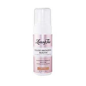 Loving Tan Deluxe Bronzing Mousse, Medium - Streak Free, Natural looking, Professional Strength Sunless Tanner - Up to 5 Self Tan Applications per Bottle, Cruelty Free, Naturally Derived DHA - 4 FL Oz