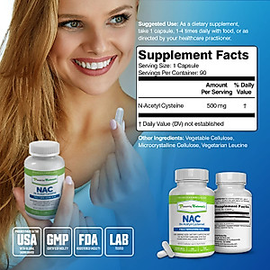 Power By Naturals NAC Supplement N-Acetyl Cysteine – NAC 1000mg Serving Per 2 Capsules - Antioxidant Amino Acids Supplement for Liver Lung Support & Glutathione Boost - Pure NAC Supplement, 90Ct.