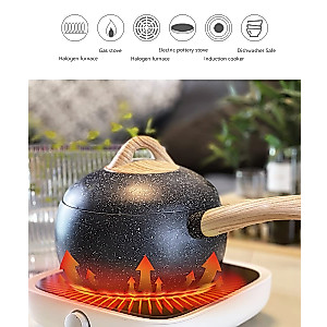 Amercook Spherical Non Stick Wok with Lid, Frying Pan and Pot Set, Small Skillet PFOA Free, 6 Inch