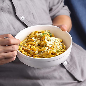 DOWAN Soup Bowls for Kitchen, 32 oz White Bowls for Cereal Salad Ramen Noodle, Porcelain Bowls with Non-slip Design, Sturdy and Easy to Hold, Set of 3, 7.25 Inch