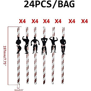 24pcs Bachelorette Party Straws Pens Straws Bachelor Party Decoration, Bachelorette Party Naughty Rose Paper Straws for Hens Girls Night Adults,Dancing Female Confetti Straws Ladies Bridal Shower