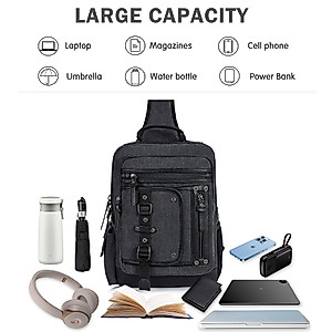 Schkleier Messenger Bag for Men Canvas Sling Bag Crossbody Backpack Laptop Shoulder Bag Hiking Daypacks Casual Tactical