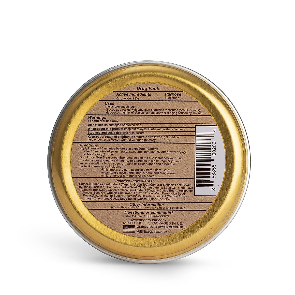 Raw Elements Tinted Facial Moisturizer All-Natural Sunscreen | Non-Nano Zinc Oxide, 95% Organic, Water Resistant, Reef Safe, Non-GMO, Cruelty-Free, SPF 30+, Reusable Tin, Reef-Safe, 1.8oz (1-Pack)