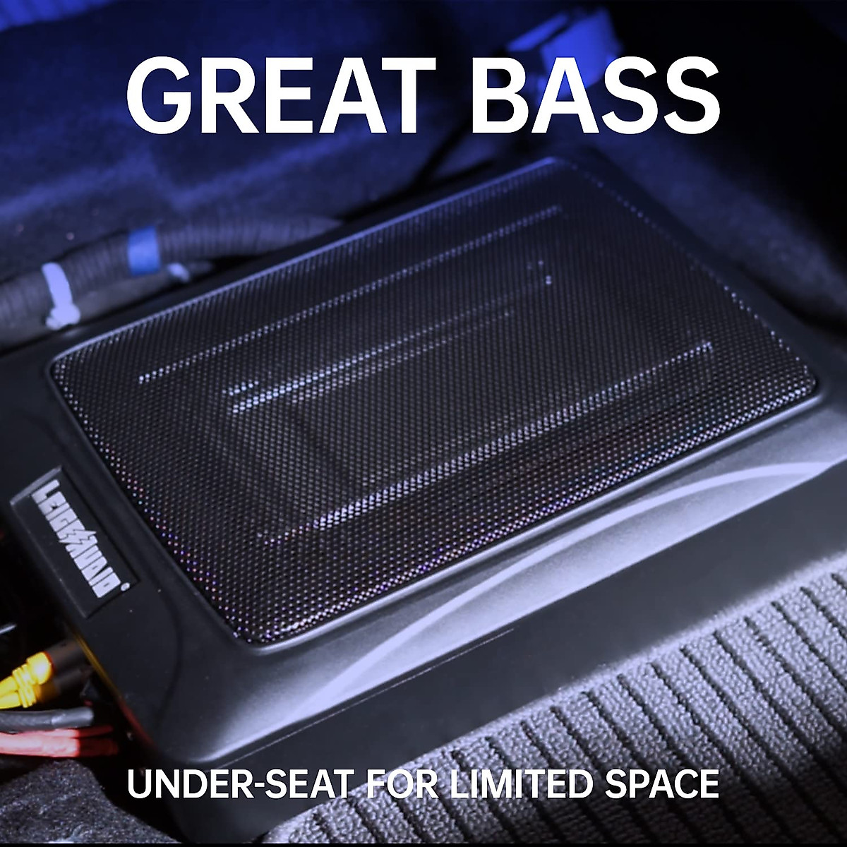 LEIGESAUDIO 800 Watt Compact Powered Subwoofer for Cars - 10" Slim Under-Seat Subwoofers, Remote Subwoofer Contorl for Vehicles Needing Bass with Limited Space, Bulit in Amplifier for Car Boat RV ATV