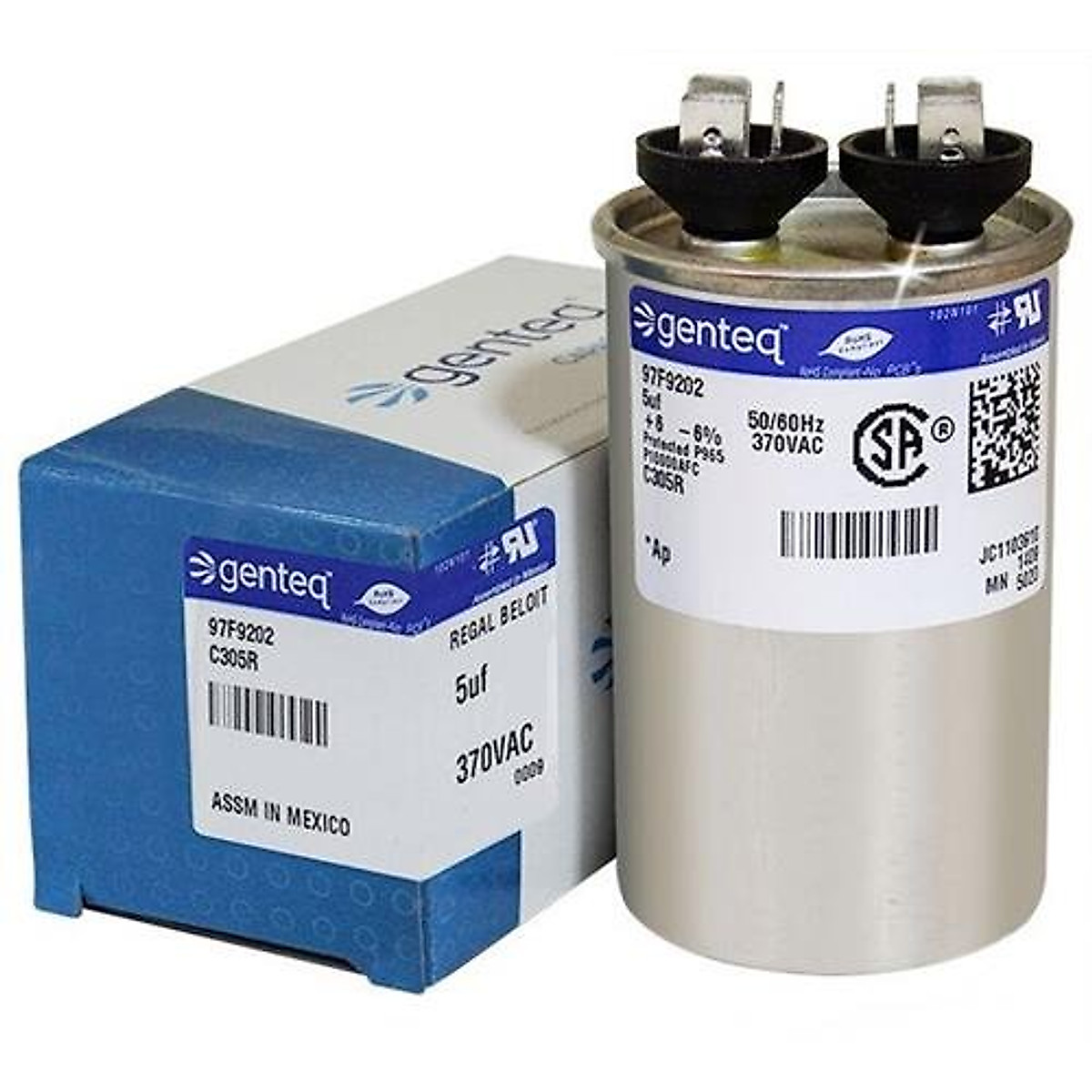 TRANE CPT01392 / CPT01392 • 5 uF MFD x 370 VAC Genteq Replacement Capacitor Round # C305R / 97F9202