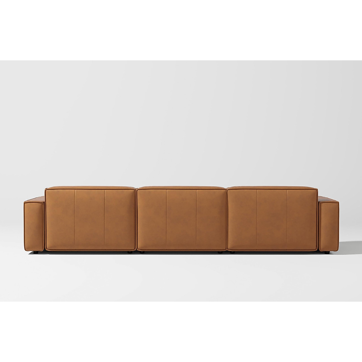 Valencia Nathan Nappa Leather Couch - 3 Seats with 2 Chaises - 100% Full Aniline Leather Modern Sectional Sofa for Lounge and Living Room Solid Wood Frame and High-Resilience Foam (Caramel Brown)