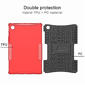 Tablet PC Case Tablet Cover Compatible with Samsung Galaxy TAB A8 10.5 X200 / X205(2021) Tire Texture Shockproof TPU+PC Protective Case with Folding Handle Stand Protective Cover (Color : Orange)