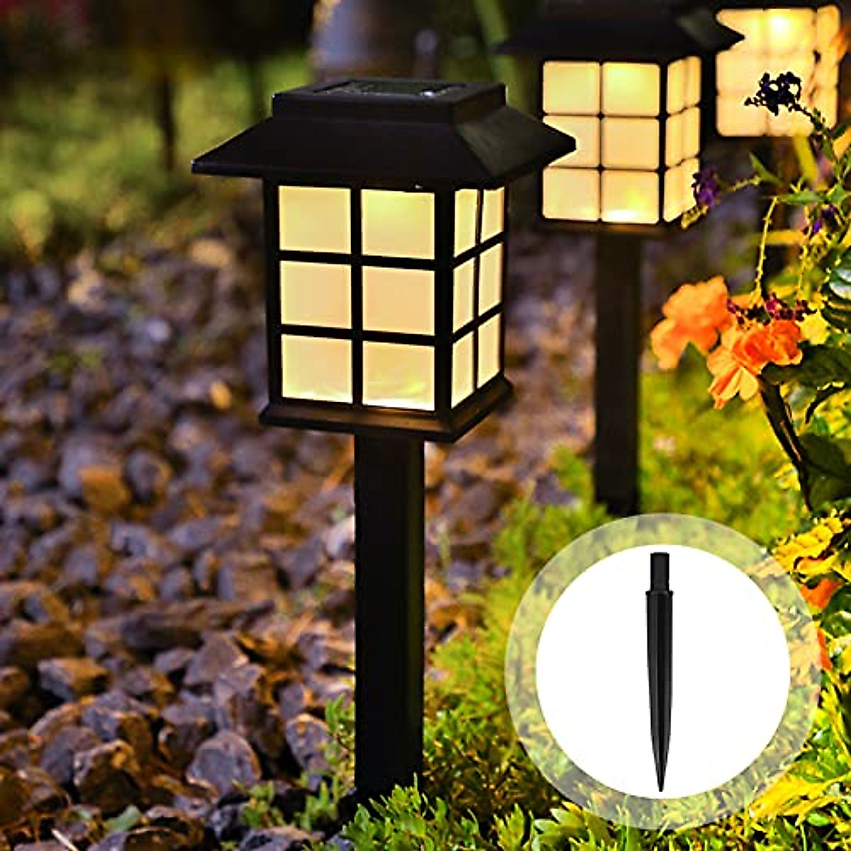 Replacement Lights Stakes Ground Spikes Solar Torch Light Stakes Replacement Garden Spikes Stake Outdoor Led Landscape Decoration for Garden Pathway Lights Black 20pcs Lawn Light