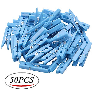 Jdesun 50 Pieces Photo Clips,Mini Plastic Picture Paper Clip Clothespins Peg for Office,Home,Arts(Blue)
