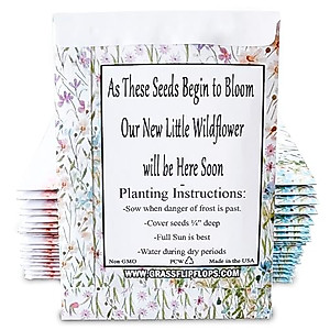Pack of 20 Pre-Filled Bouquet Seed Mix Packet Girl Boy Baby Shower Party Favors Baby Announcements for Guests "A Little Wildflower" Is On The Way Thank You Celebration of Life Plant Seeds Year-Round