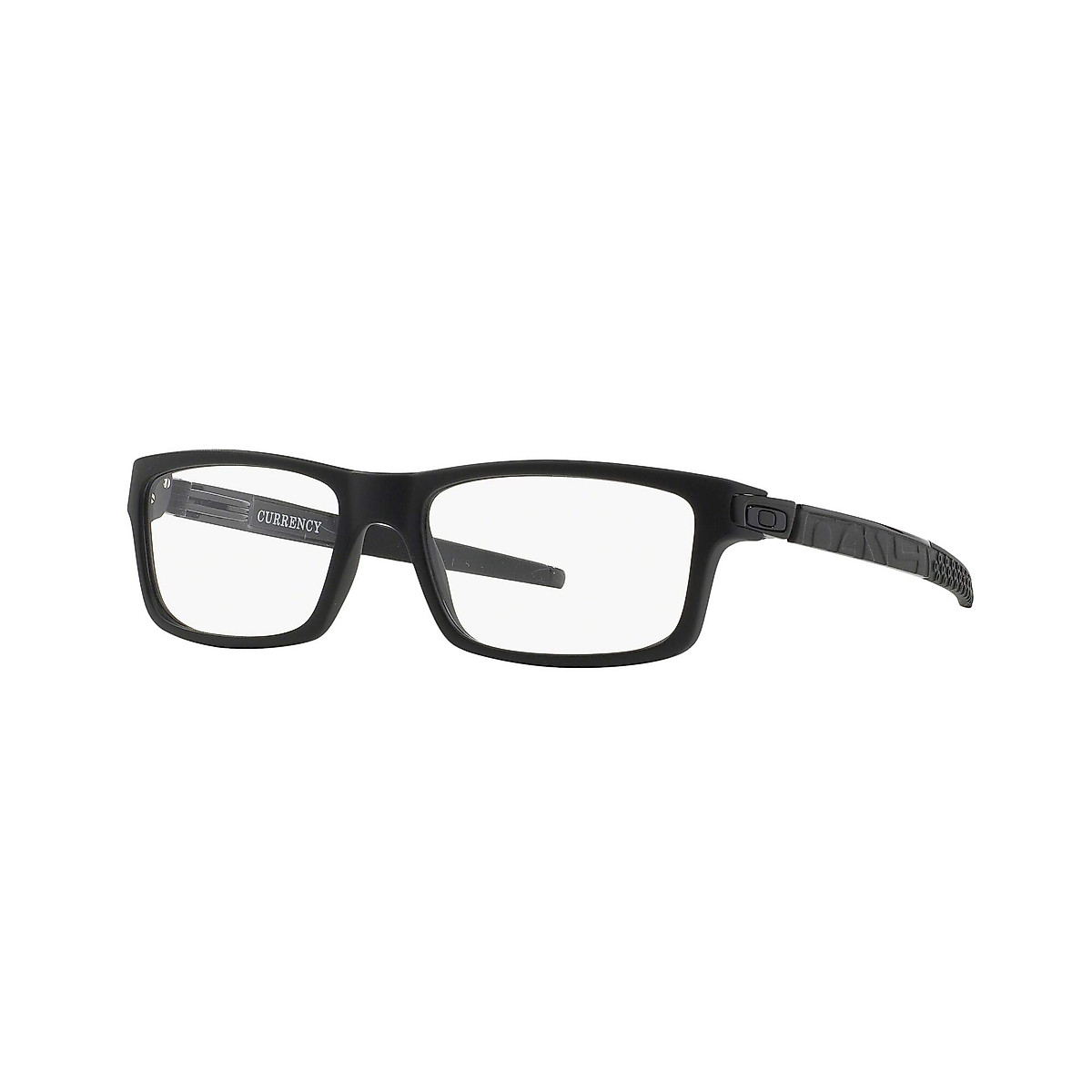 Oakley Men's Ox8026 Currency Rectangular Prescription Eyeglass Frames, Satin Black/Demo Lens, 54 mm