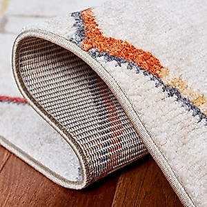 SAFAVIEH Farmhouse Collection 4'5" x 6'5" Ivory/Gold FMH599A Moroccan Boho Tassel Area Rug