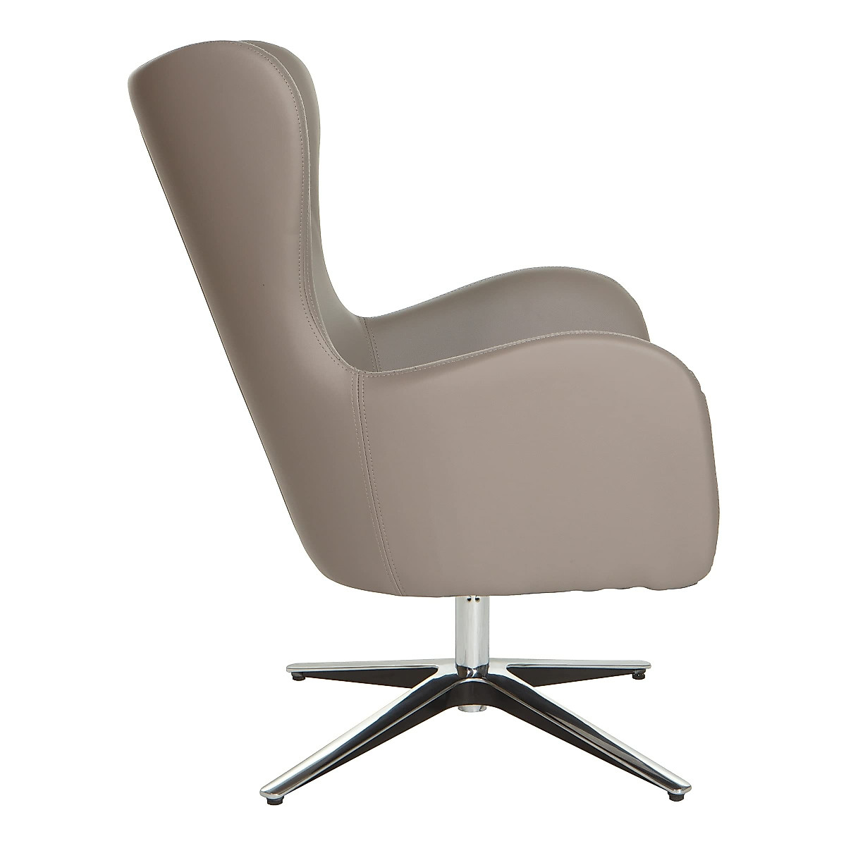 Office Star Wilma Swivel Faux Leather Arm Chair with 4-Star Aluminum Base, Dillon Stratus Grey