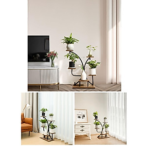 SSYH-WANG 5 Tier Plant Stand Indoor, Tiered Plant Stands Wood Metal For Outdoor Multiple, Flower Shelf Plants Holder Display Rack For Corner Patio Garden Balcony Bedroom Living Room, Brown