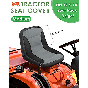 PACETAP Riding Lawn Mower Seat Cover with Waterproof Cover, Durable Polyester Universal Lawn Mower Seat Cover Compatible with John Deere, for Craftsman, for Cub Cadet, for Kubota (Splicing,Medium)