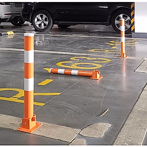 Foldable Parking Barrier Parking Lock, Heavy Duty Parking Bollard Lock Fold Down Barrier Security Parking Barrier with Padlock for Driveways Garage