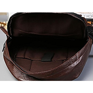 Vintage PU Leather Backpack School College Bookbag Laptop Computer Backpack (Coffee)