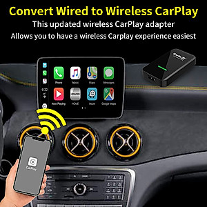 Citreal Wireless CarPlay Adapter Compatible with Factory Wired CarPlay for iPhone 6 to13 Pro MAX, Plug&Play Easy Setup Wireless Adapter Dongle Convert Wired to Wireless car Play Black CPC200-U2W Plus