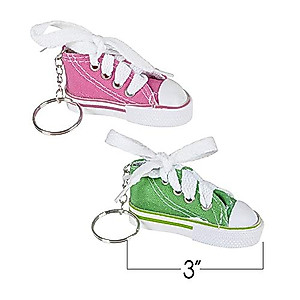 ArtCreativity Mini Canvas Sneaker Keychains for Kids and Adults- Set of 12- 3 Inch Tennis Shoe Key Chains- Cool Birthday Party Favors, Goody Bag Fillers, Prize for Boys and Girls, Fundraising Item