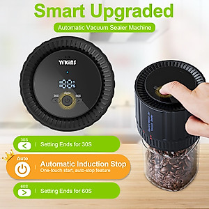 Electric Mason Jar Vacuum Sealer Kit, Portable Vacuum Sealer for Jars, Jar Sealer for Wide Mouth & Regular Mouth Mason Jar, Automatic Canning Sealer for Jars, Vacuum Sealer Mason Jar for Food Storage