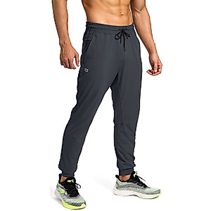 G Gradual Men's Sweatpants with Zipper Pockets Athletic Pants Traning Track Pants Joggers for Men Soccer, Running, Workout (Grey, Large)
