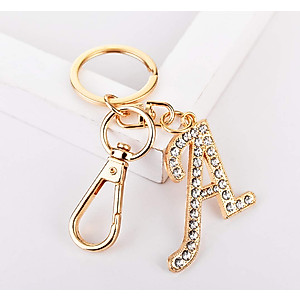 AlphaAcc Keychain for Women Purse Charms for Handbags Crystal Alphabet Initial Letter Pendant with Key Ring,Letter A