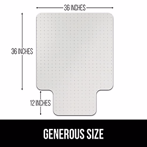 Gorilla Grip Desk Chair Mat, No Divots, Rolling Chairs Glide Easy, Heavy Duty Studded, Protects Carpeted Floor Under Desks, Transparent Mats for Office, Home and Gaming Floors, with Lip 48x36, Clear