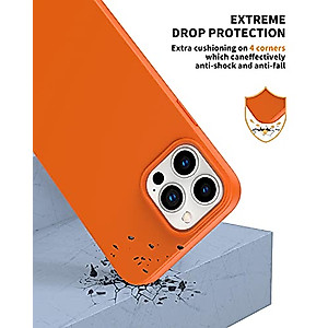 Amytor Designed for iPhone 13 Pro Max Case, Silicone Ultra Slim Shockproof Phone Case with Soft Anti-Scratch Microfiber Lining, [Enhanced Camera Protection] 6.7 inch (Orange)