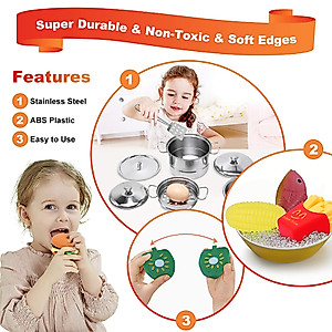 Toys for 3 4 Year Old Girls Boys,45PCS Stainless Steel Play Kitchen Accessories Toys for Girls,Play Food Sets for Kids Kitchen,Toddler Toys for Girl,Christmas Easter Valentines Day Gifts Toys for Kids