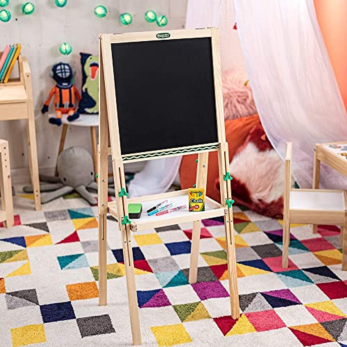 Crayola Kids Mini Wooden Art Easel & Supplies, Toddler Toys, Gift for Kids, Ages 3, 4, 5, 6