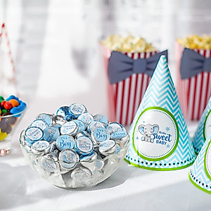 504 Pieces Baby Elephant Stickers Elephant Candy Stickers Labels Elephant Kisses Sticker Chocolate Mini Decorations for Sweet Girl Boy Baby Shower Birthday Party Supplies (Blue)