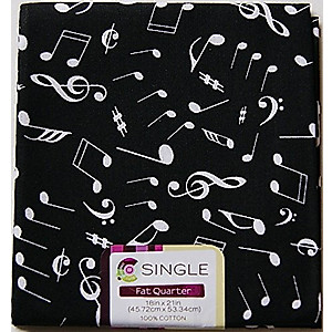 Creative Cuts Music Notes Fat Quarters Bundle - Black and White Pattern Theme