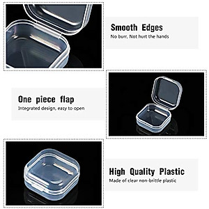 36 Pieces Rectangle Clear Plastic Containers Transparent Beads Storage Containers Box Jewelry Storage Box Case with Hinged Lid for Small Items Beads Jewelry (1.3 x 1.3 x 0.7 Inches)
