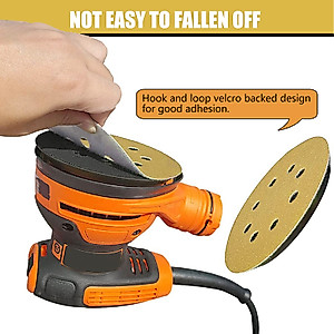 QYQRQF 5 Inch Sanding Discs Hook and Loop, 220 Grits 8 Holes Sandpaper Round Orbital Sander Paper for Woodworking Car Boat Metal Polishing, 50pcs