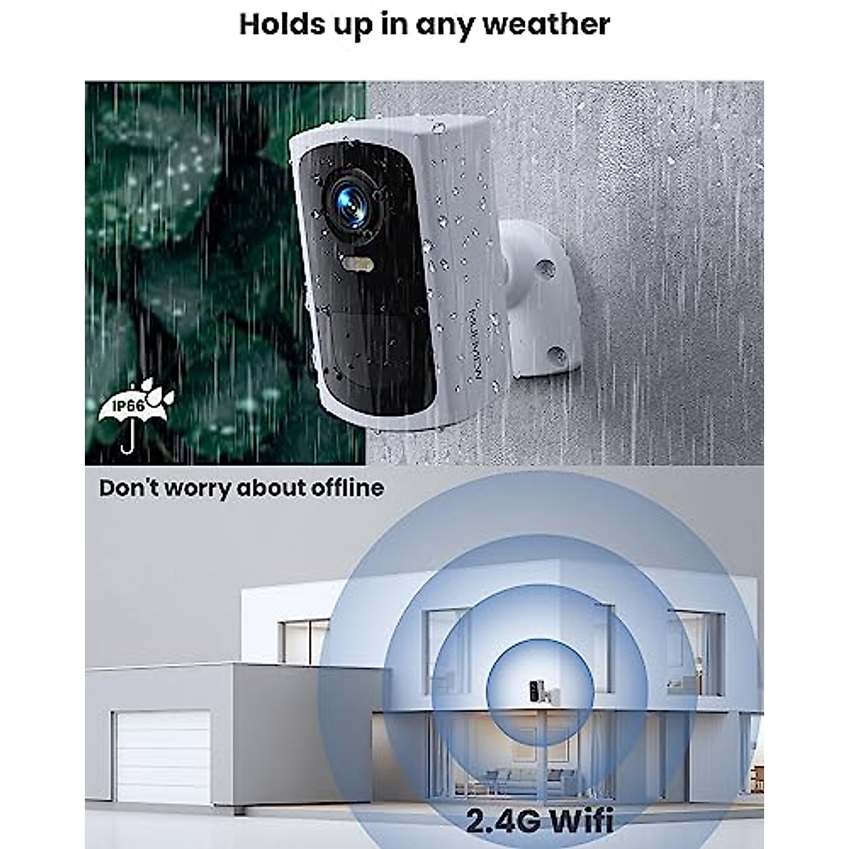 MUBVIEW Security Cameras Wireless Outdoor - 2 Pack Outdoor Camera Wireless 2K Battery Powered Security Camera Outdoor & Indoor, WiFi Home Camera with Spotlight/Siren/AI Motion Detection/2-Way Talk