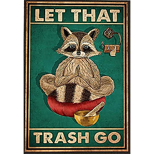 Yoga Poster Raccoon Art Raccoon Lover Gift, Funny Yoga Pattern, Bathroom Decoration, Animal Poster Aluminum Metal Sign Tin Label/painting Metal Plate